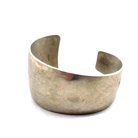 Puerto Rico Wide Cuff Bangle Bracelet Silver Tone Gem
