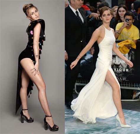 Leg Battle Miley Cyrus Vs Emma Watson R CelebBattles