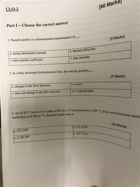 Solved Marks CLO Part I Choose The Correct Answer Chegg