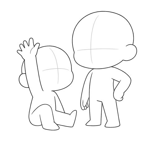 Pose Chibi Chibi Sketsa Gambar