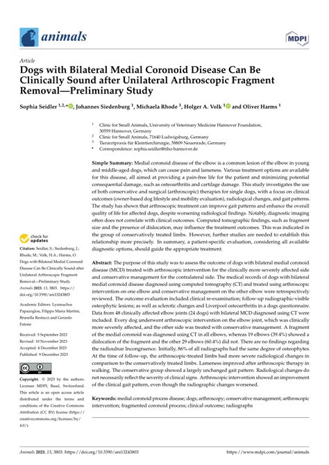 Pdf Dogs With Bilateral Medial Coronoid Disease Can Be Clinically