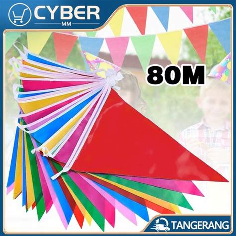 Jual 80m 150pcs Bendera Hias Festival Warna Warni Bendera Segitiga