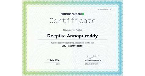 hackerrank skill certificate deepika annapureddy