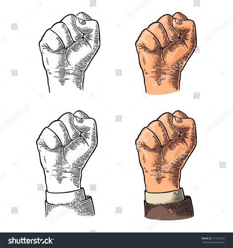 Human Hand Clenched Fist Vector Color Stock Vector Royalty Free