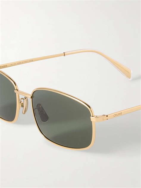 Celine Eyewear Triomphe Crystal Embellished Square Frame Gold Tone