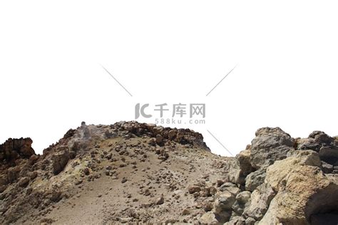 在白色背景上隔绝的岩石山体斜坡或顶部前缘特写。matte绘画的元素，复制空间高清摄影大图 千库网