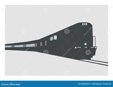 Long Hood Locomotive Pulling Passenger Train Silhouette Simple Flat