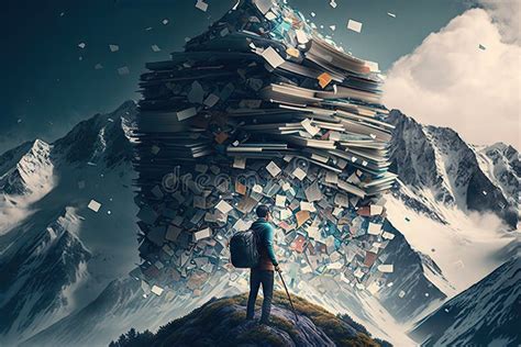 Data Mining Engineer Poring Over Mountain Of Data To Find Hidden Gems