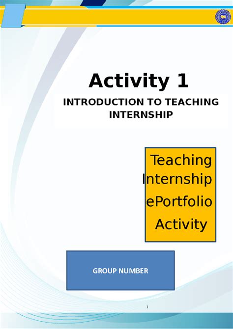 Activity 1 Introduction To Teaching Internship Eportfolio Insights