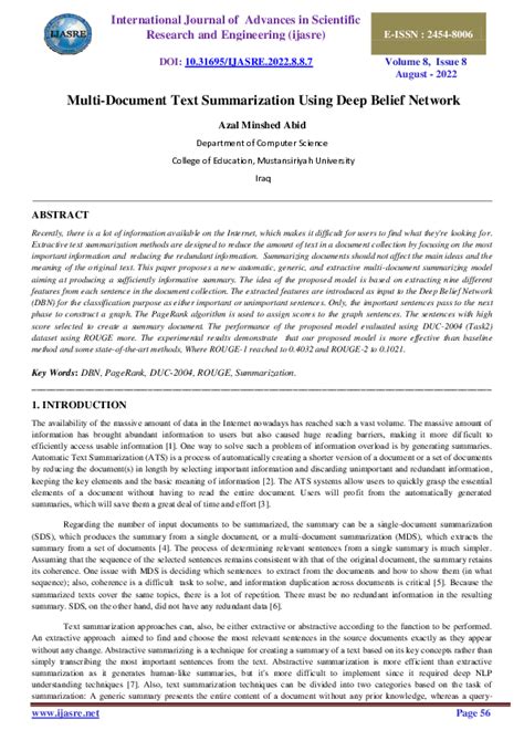 Pdf Multi Document Text Summarization Using Deep Belief Network