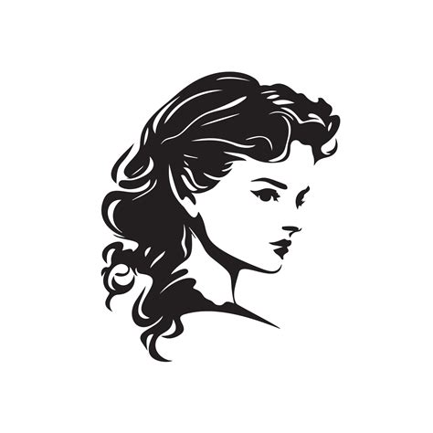 Portrait Of Beautiful Girl With A Hairstyle A Woman In Profile Isolated Outline Silhouette