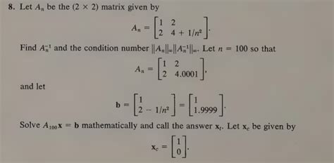 Solved 8 Let An Be The 22 Matrix Given By Chegg Com