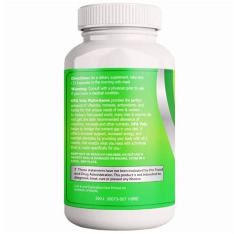 Opa Nutrition Vida Complete Energy And Metabolism Multivitamins For Men