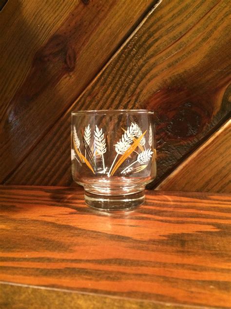 Vintage Libbey Stackable Glasses Gold And White Wheat Pattern Set Of
