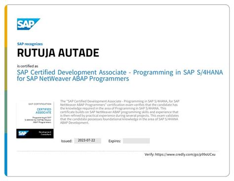 Sapcertification Sapcertified S4hana Abap Rutuja Autade 26 Comments
