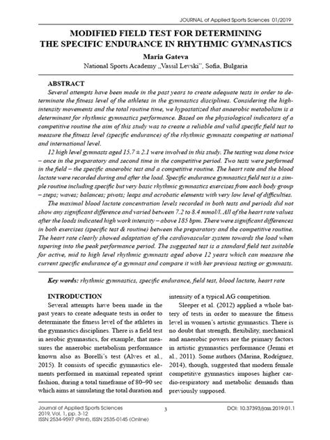 1 Modified Field Test For Determining The Specific Endurance In
