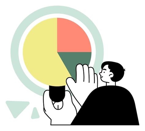 premium vector individual examines a colorful pie chart for data analysis
