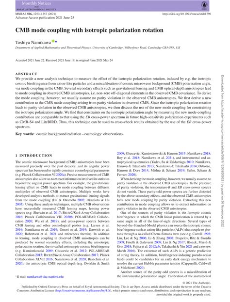 Pdf Cmb Mode Coupling With Isotropic Polarization Rotation