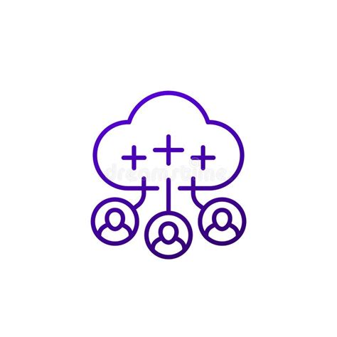 Collect User Data Icon With A Cloud Line Vector Stock Illustration