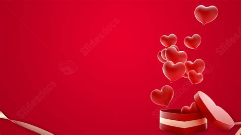 Festival Red 3d Love Valentines Day Ribbon Powerpoint Background For