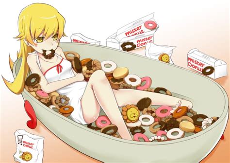 Blondes Dress Food Long Hair Donuts Barefoot Yellow Eyes