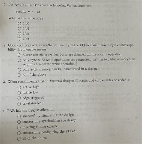 Solved 1 Let A4 B1101 Consider The Following Verilog