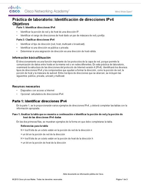 Pt 3 Lab Identifying Ipv4 Addresses Pdf Dirección Ip Red De