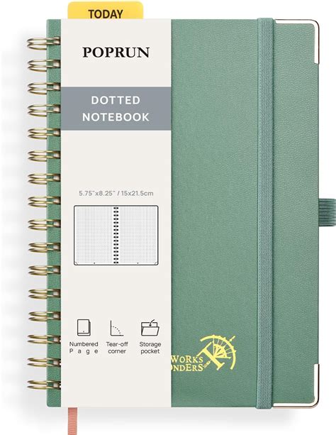 Poprun Carnet De Notes Pointillé A5 à Spirale Bullet Dotted Journal