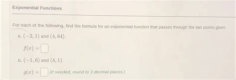 Solved Exponential FunctionsFor Each Of The Following Find Chegg Com