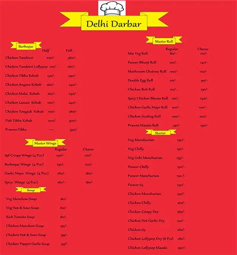 Menu Of Delhi Darbar Kothrud Pune