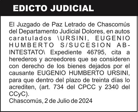 Ursini Eugenio Humberto S Sucesion Ab Intestato