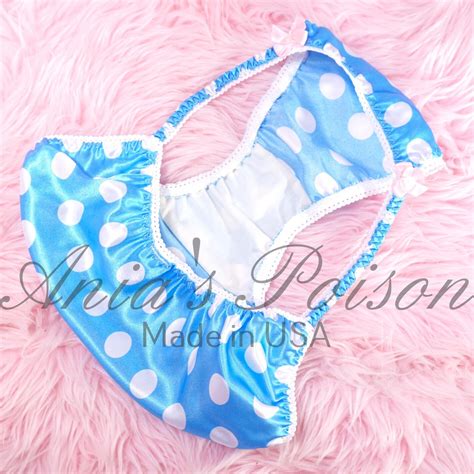 Shiny Wet Look Polka Dot Bikini Panties Blue Anias Poison Vintage