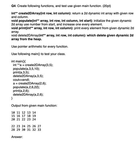 Solved Q4 Create Following Functions And Test Use Given