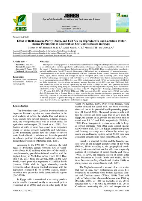Pdf Effect Of Birth Season Parity Order And Calf Sex On