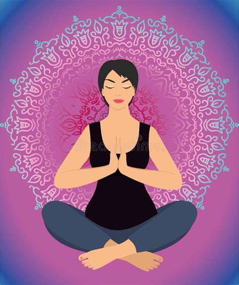 Woman In A Yoga Pose On The Background Circular Ornament Stock Vector