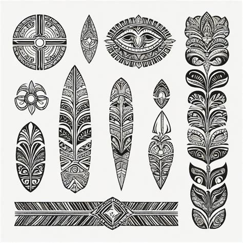 Polynesian Vector Set White Background Isolated Premium Ai Generated