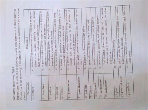 Activity Matching Type Directions Match The StudyX