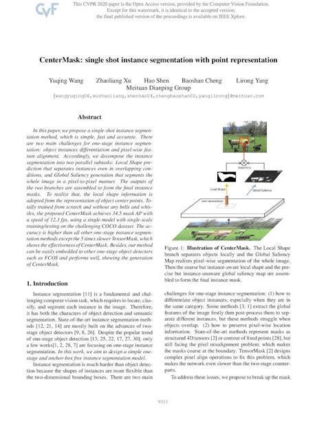 Pdf Centermask Single Shot Instance Segmentation With Point