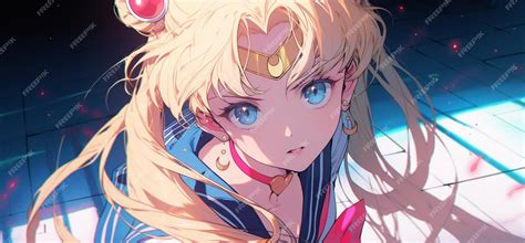 Premium Ai Image Anime Girl With Long Blonde Hair And Blue Eyes In A