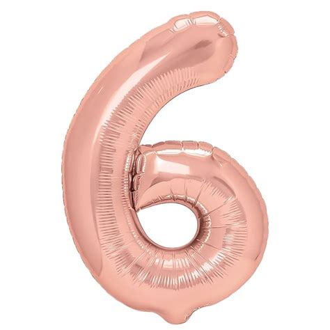 Balon foliowy cyfra 6 różowe złoto 100 cm PartyPal Przyjęcia i