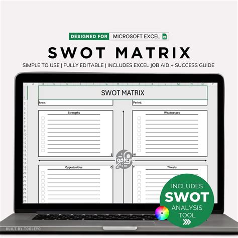 Swot Matrix Excel Analysis Template Swot Analysis Tool Swot Template