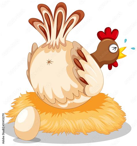 Cute Chicken Laying Eggs Stock Vector Adobe Stock