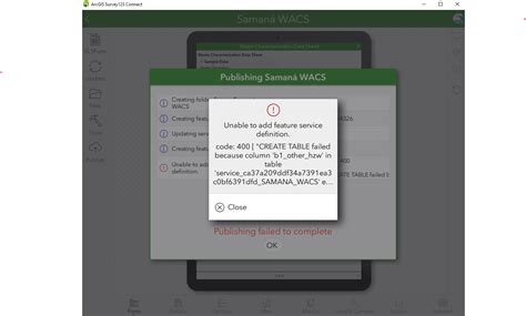 survey123 connect publishing error 400 create ta esri community