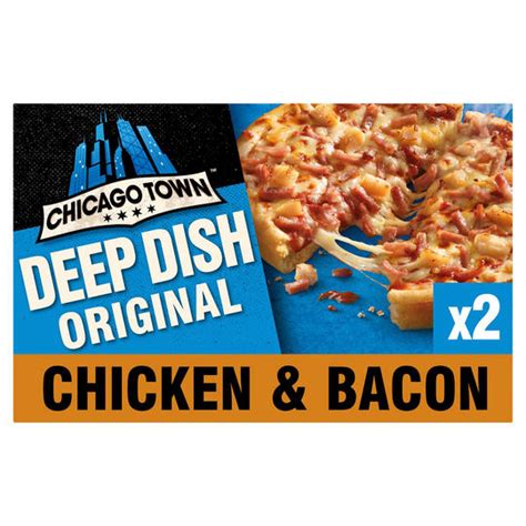 Chicago Town 2 Deep Dish Chicken And Bacon Club Mini Pizzas 2 X 156g