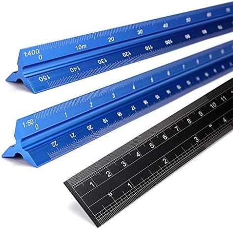 Ownmy Cm Solid Aluminum Metric Triangular Architect Scale Ruler Set Architectural And