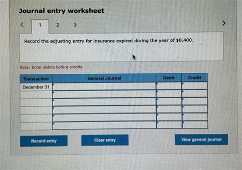 Solved Journal Entry Worksheet Record The Adjusting Entry Chegg