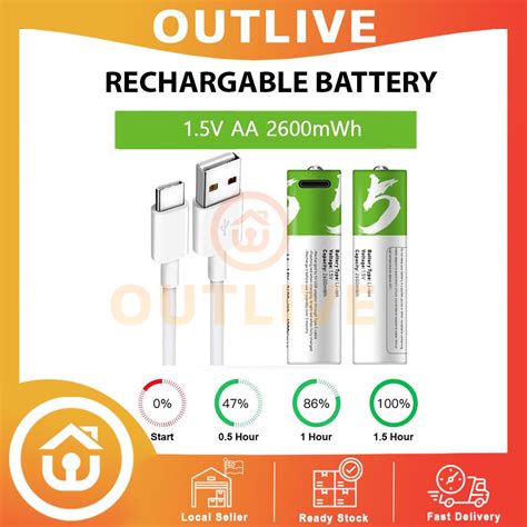 Usb Rechargeable Li Ion Battery 1 5v 550m Aa Aaa Lithium Usb Battery