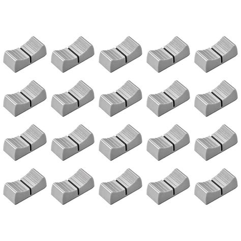 20pcs 24mmx11mmx10mm Console Mixer Fader Knobs Replacement For Potentiometer Gray Knob Black