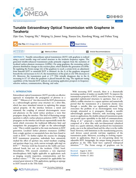 Pdf Tunable Extraordinary Optical Transmission With Graphene In Terahertz