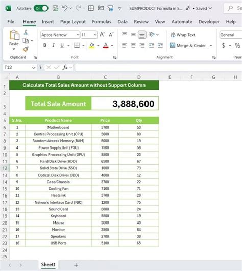 Calculate Total Sales Amount Without Support Column With Examples Pk